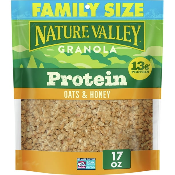 Nature Valley Protein Granola, Oats and Honey, Family Size, Resealable ...