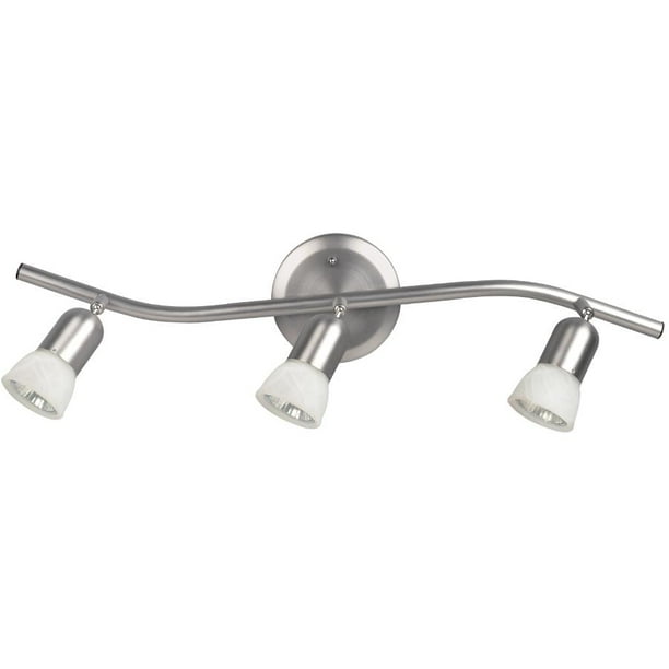 James 3 Light Track Light Fixture - Brushed Pewter with Alabaster Glass ...