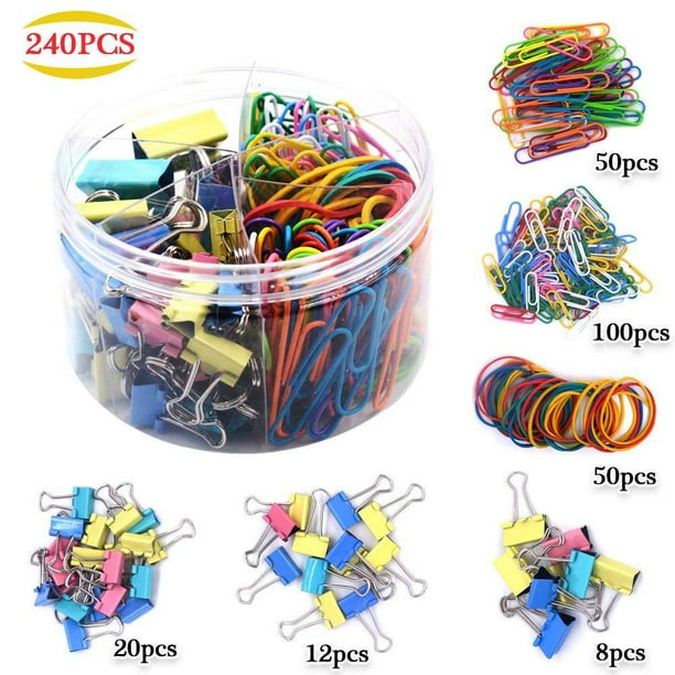 Saiveina Paper Clips Binder Clips, Colorful Office Clips Set, 240 Count ...
