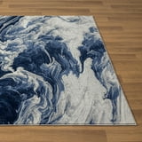 Luxe Weavers Marble Abstract Ocean Swirl Blue 5x7 Area Rug, Stain ...