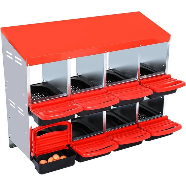8-hole red metal chicken nesting box-8 compartments egg laying box con ...
