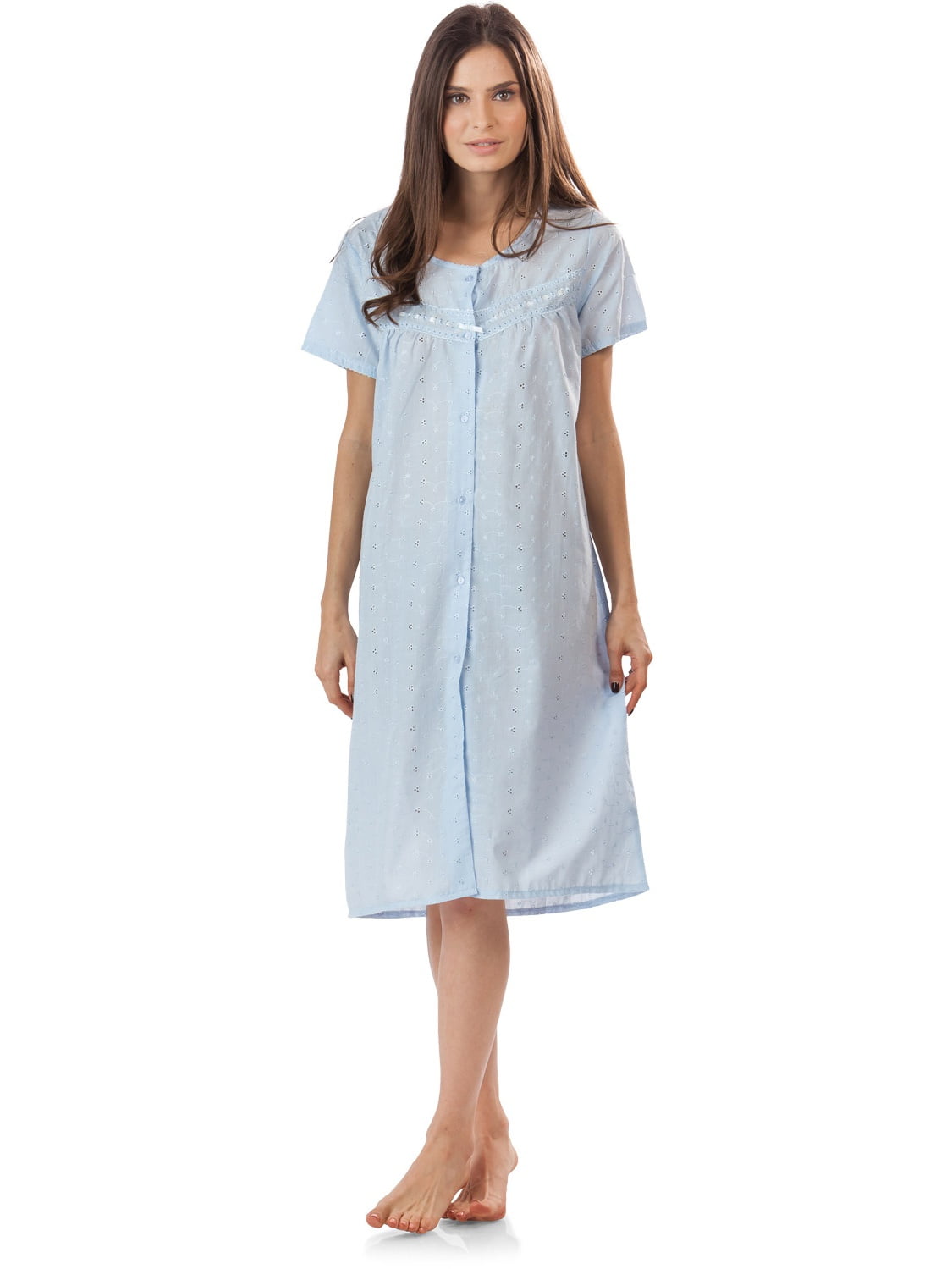 Casual Nights Women's Short Sleeve Eyelet Embroidered House Dress ...