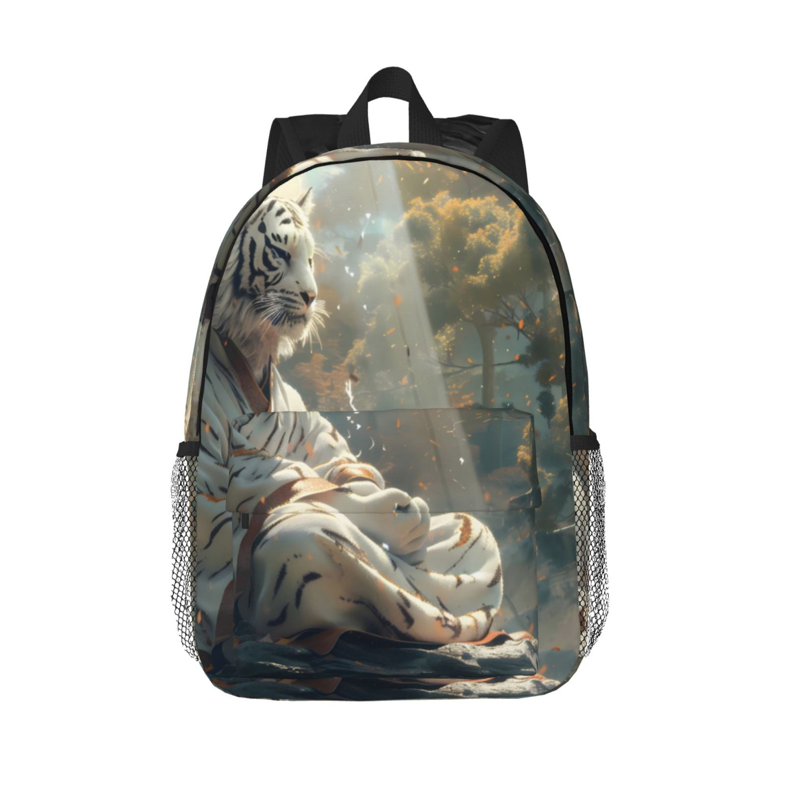 Disketp Forest Meditating White Tiger Mochila Escolar de 15 Pulgadas, Mochila Ligera para ...