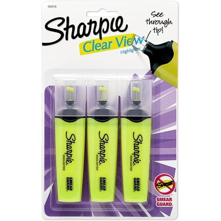 Sharpie 1147578 Clear View Highlighter Chisel Tip Yellow 3/pk (1904613 ...