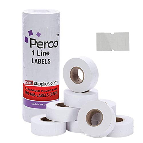 Perco 1 Line Freezer Adhesive White Labels - 1 Sleeve, 8,000 Blank ...