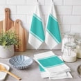 1 Pack Teal Kitchen Towels Stripes Solid Color Decorative Dish Towel ...