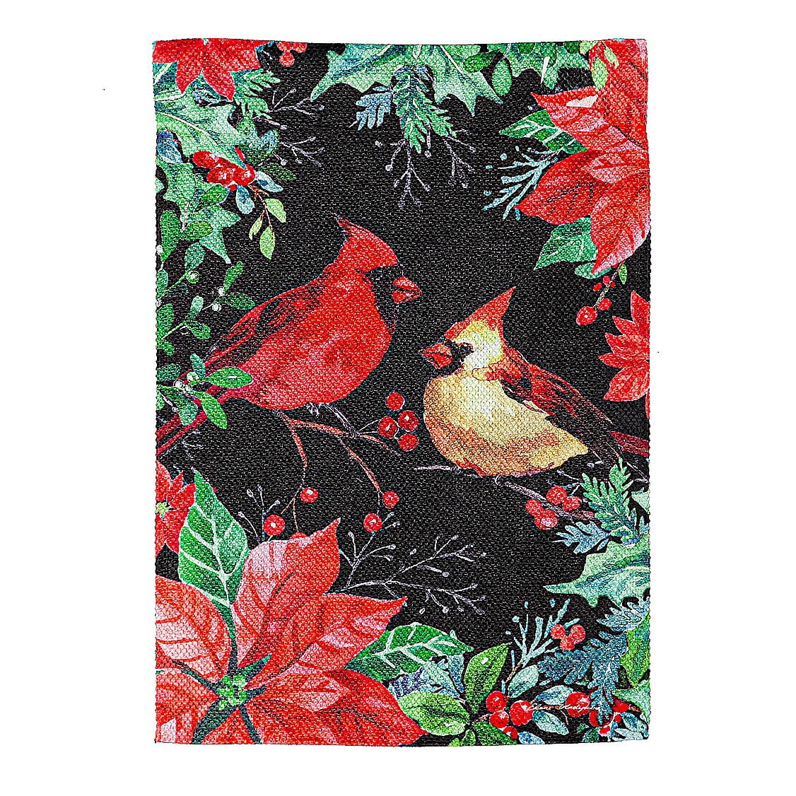 Cardinal Couple Poinsettia Garden Textured Suede Flag - Walmart.com