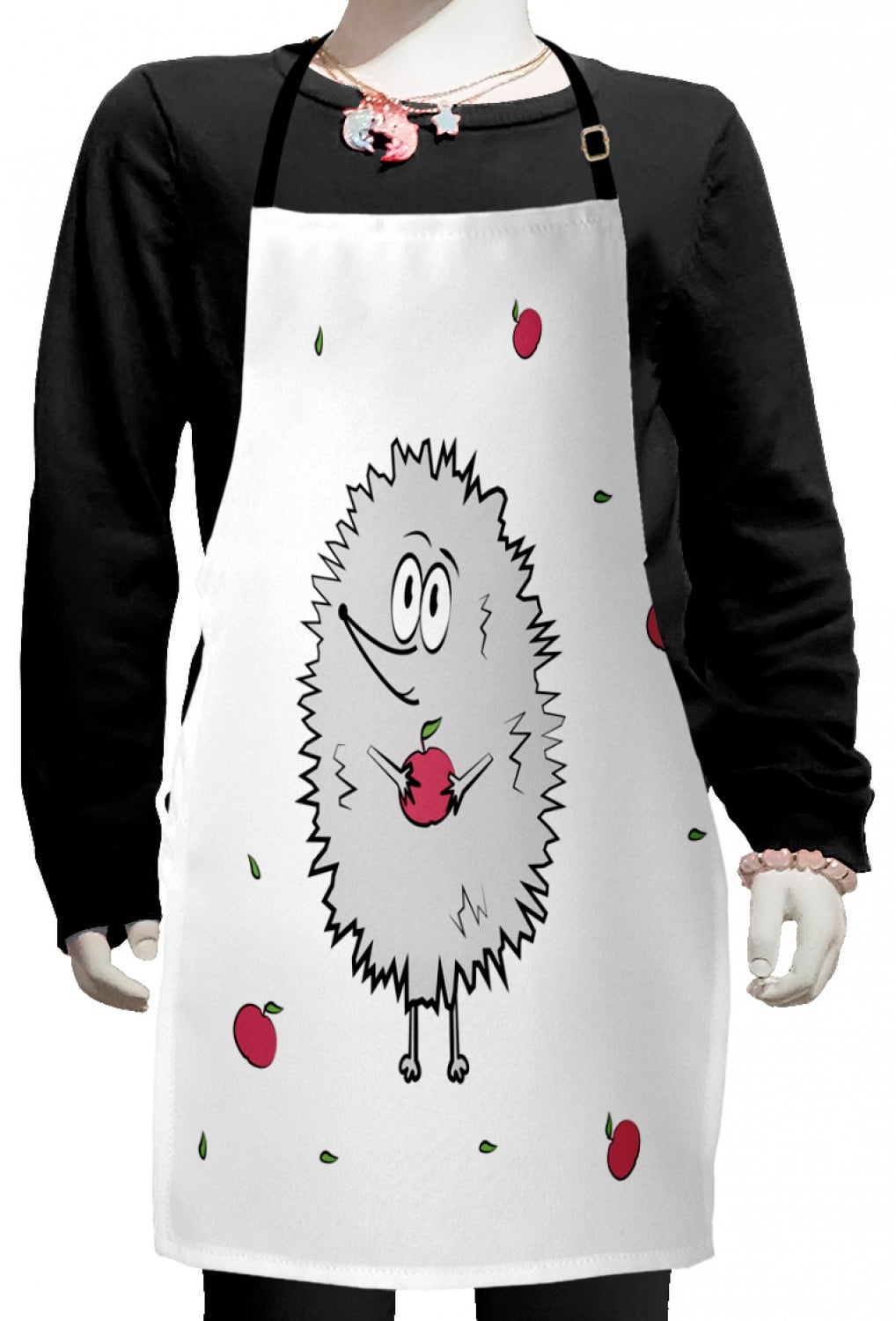 Hedgehog Kids Apron, Happy Animal Apples and Leaves Doodle Style ...