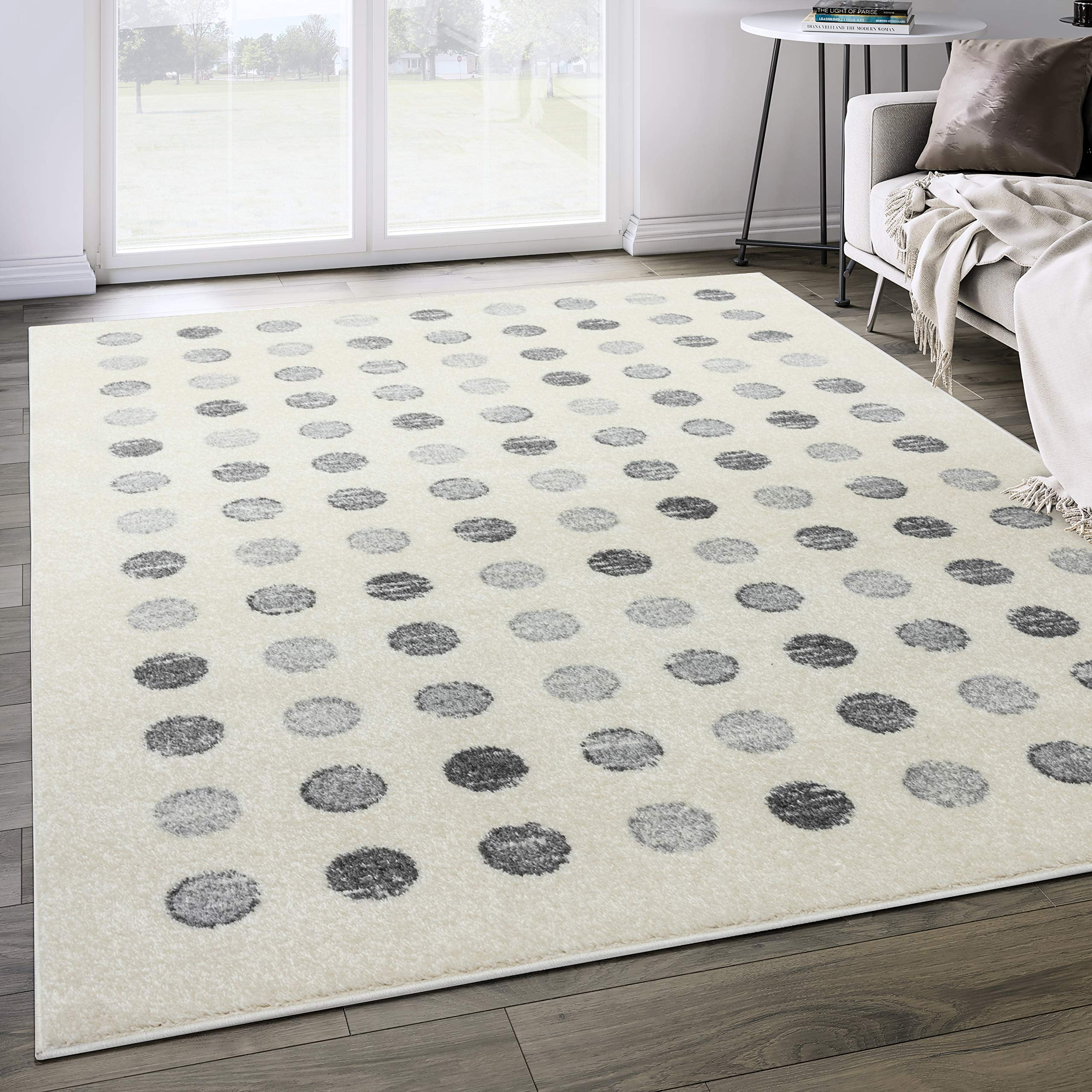 Abani Casa Collection Ivory Grey 4' x 6' Dots Modern Area Rug - Walmart.com Abani Casa Collection Ivory Grey 4' x 6' Dots Modern Area Rug - Walmart.com