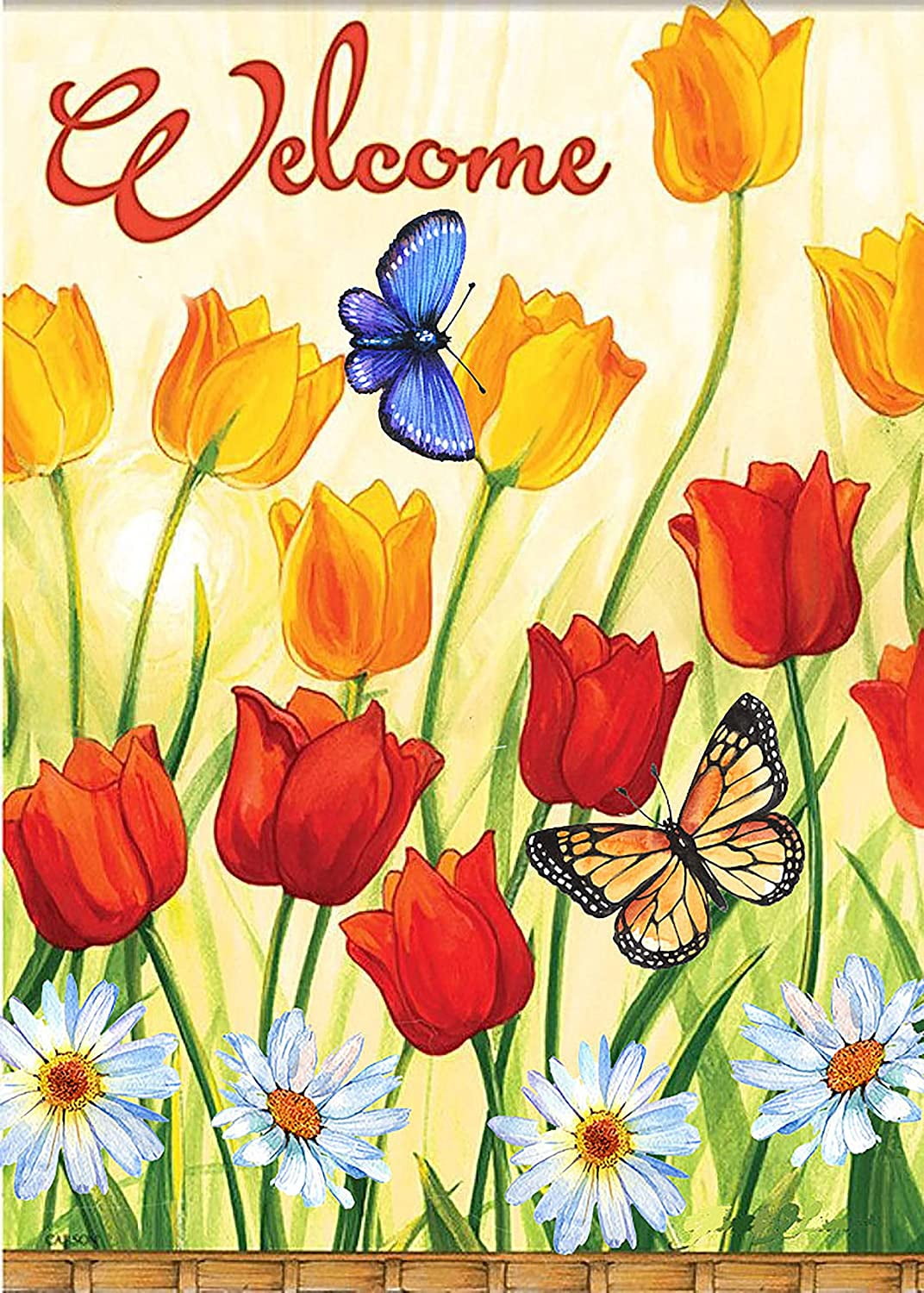 Welcome Spring Tulip Garden Flag 12x18 inch Double Sided Decorative ...