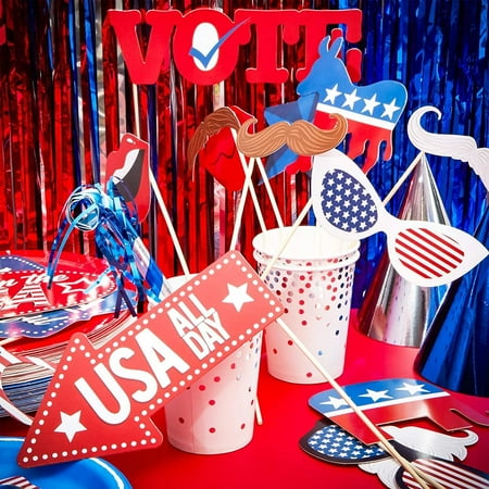30-Pack Election Day Photo Booth Props Kit, Preassembled Patriotic ...