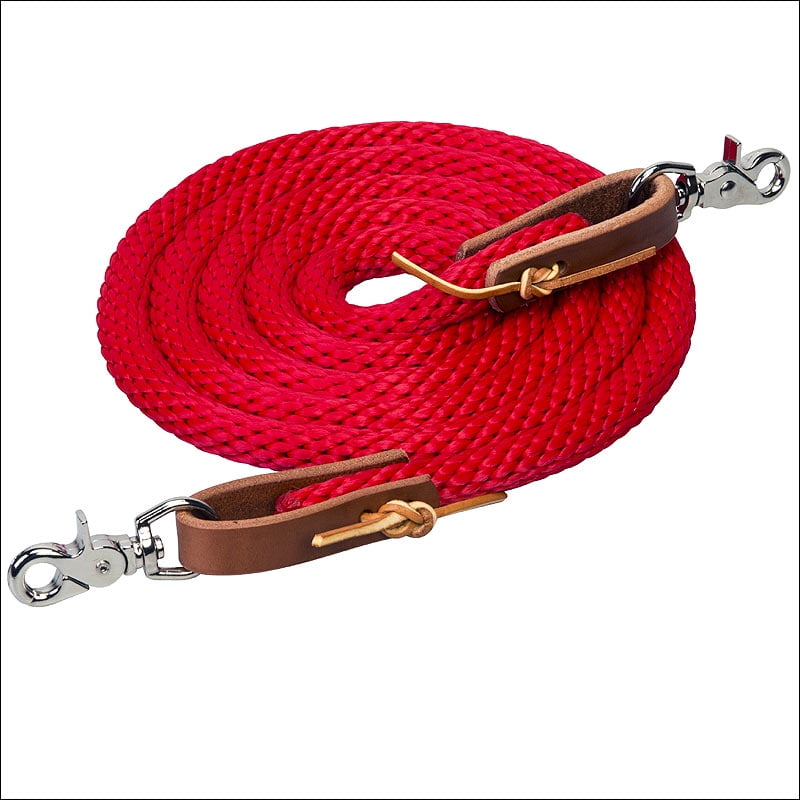 Red 8 Ft Weaver Horse Poly Roping Reins W/ Leather Laces Loop Ends ...