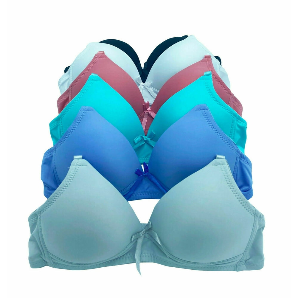 Padaya - 6 pieces Big Girls Bras Teenager Molded Padded Wire Free ...