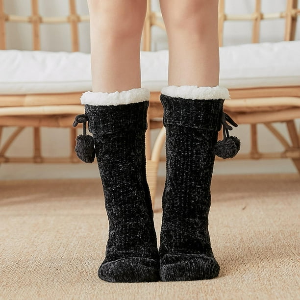 Bellzely Clearance Women Winter Thick Slipper Socks With Grippers Non