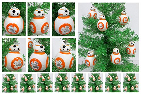 STAR WARS BB8 Set of 6 Christmas Tree Ornaments - Shatterproof Plastic ...