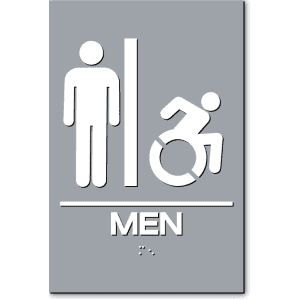 MEN Speedy Wheelchair Restroom Sign - NY/CT-Gray / White (4 Units ...