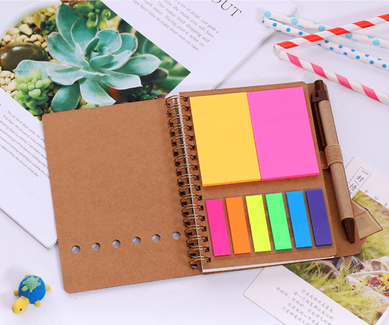 Buy 4 Pieces Spiral Notebook Business Notepad with Pens, Sticky Notes ...