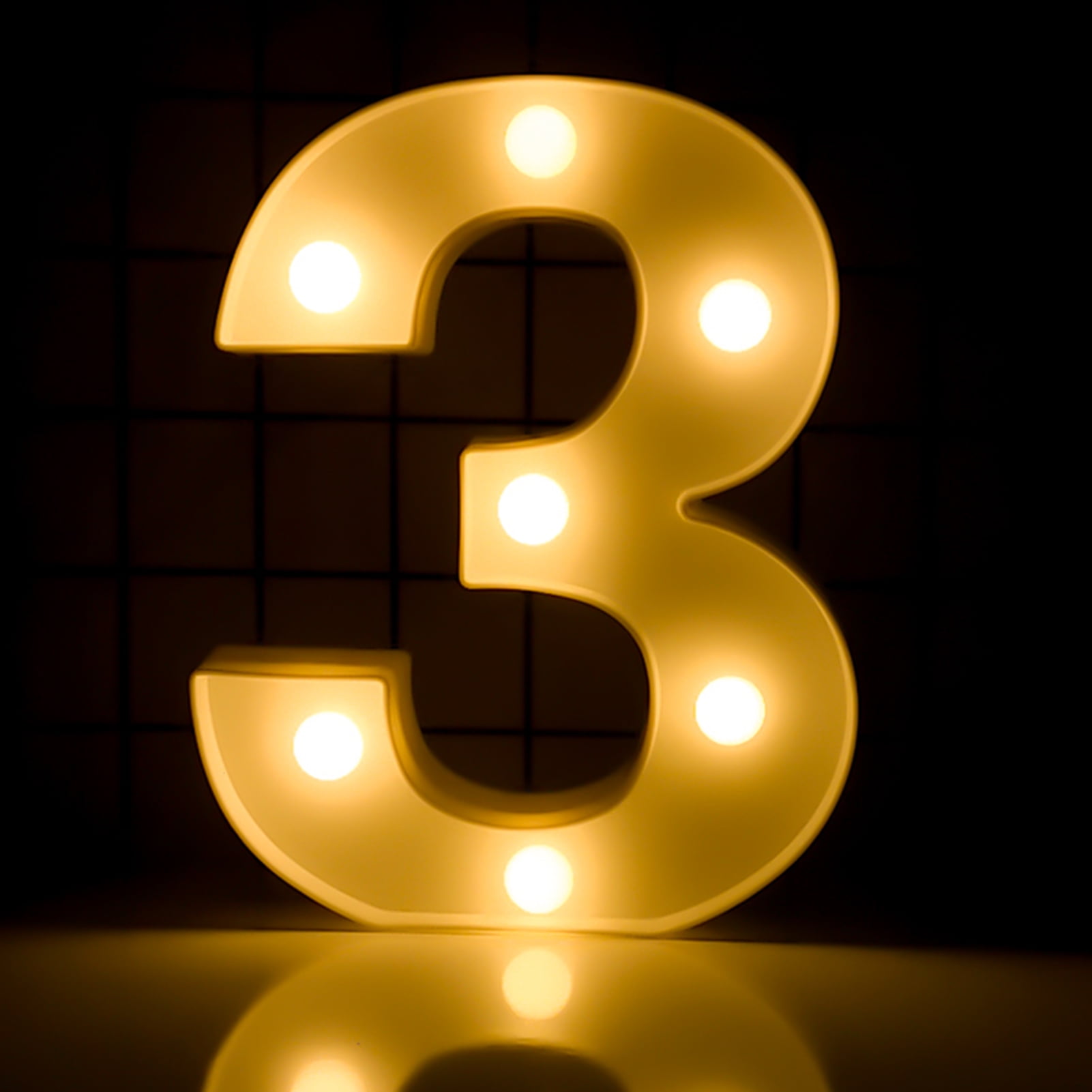 LED Números Luz Señal de pie con bombillas Lámpara de noche Blanco ...