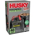 Husky Large 39 Gallon Trash Garbage Bags, Drawstring, Black, 40 Bags ...