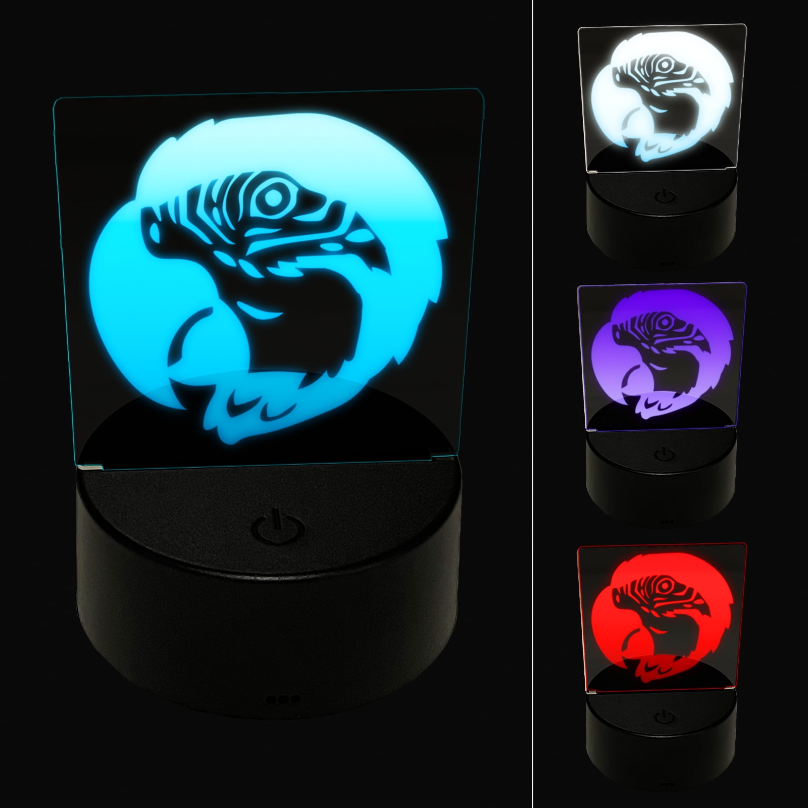Macaw Parrot Bird Head LED Night Light Sign 3D Illusion Desk Nightstand ...