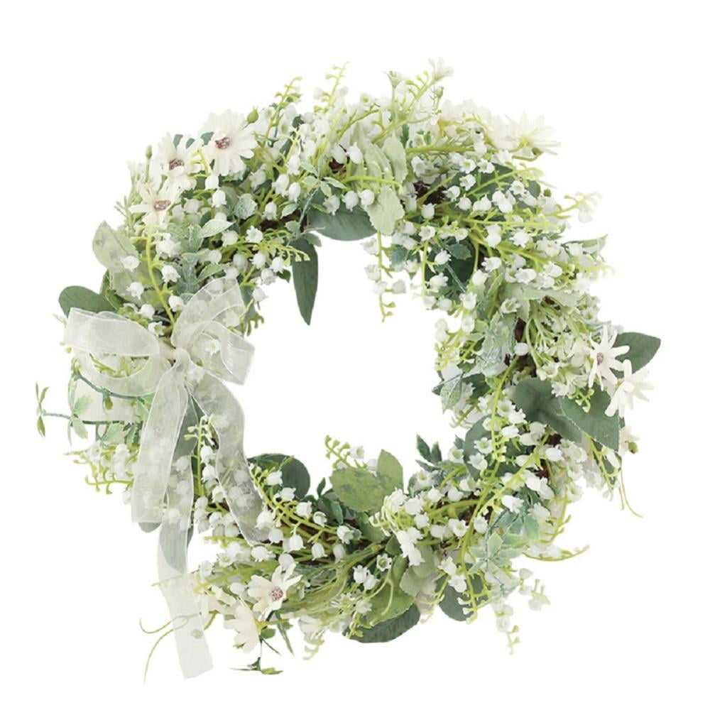 Esaierr 13.78inch Wreath for Front Door,Year Round Everyday Bellflower ...