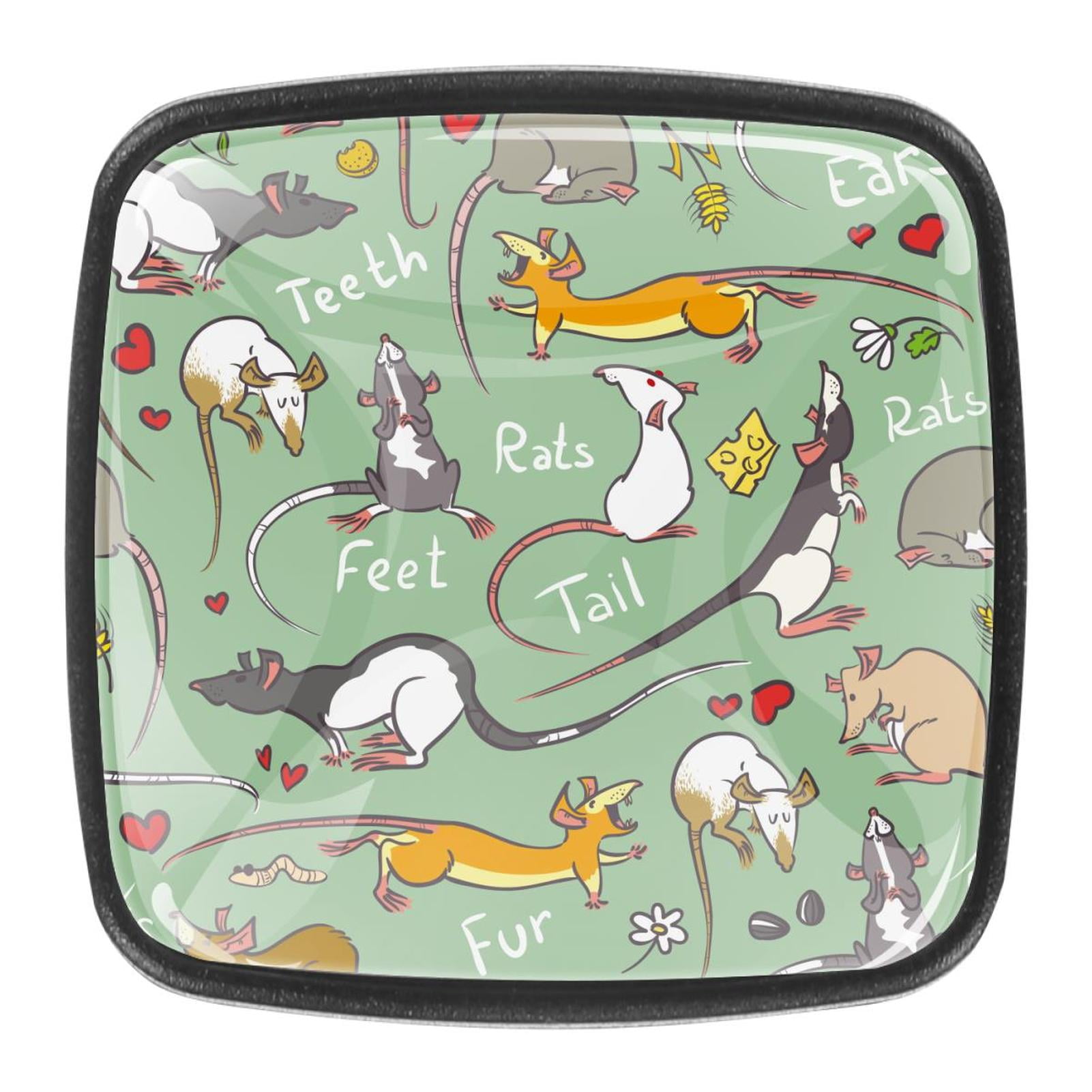 4 Pcs Square Cabinet Handle Cupboard Knob Drawer Pulls Handle Fancy Rat ...