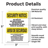 (2 Pack) No Drugs Dealers Weapons Bilingual OSHA Security Notice Sign 5 ...