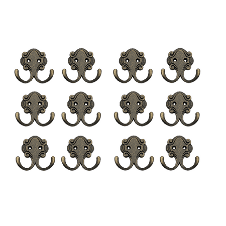 YERDGARY Vintage Decorative Double Hooks 12 Pieces Bronze Alloy Double ...