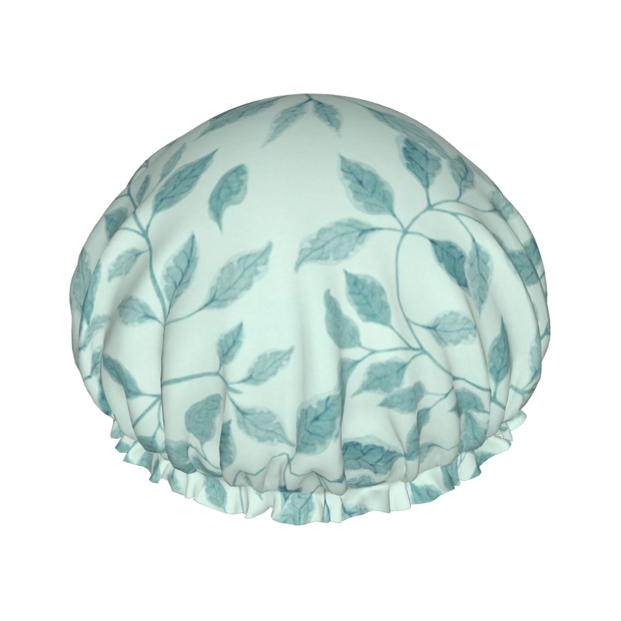 YFYANG Women's Double Waterproof Shower Cap, Vintage Blue Foliage ...