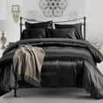 Willstar Satin Silk Duvet Cover Sets with Pillowcase 3PCS Black Bedding ...