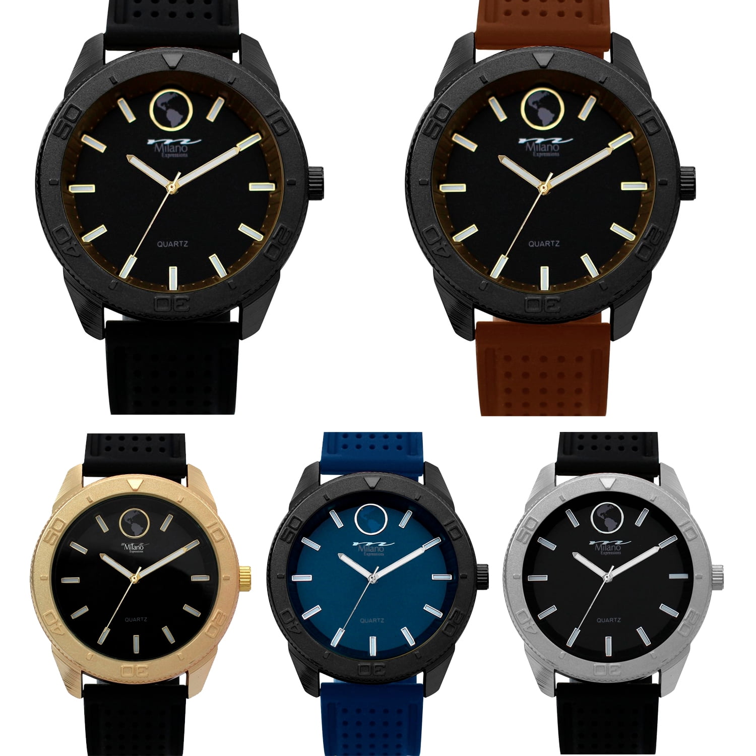 M Milano Expressions Rubber Strap Men Watch - 4647 - Walmart.com