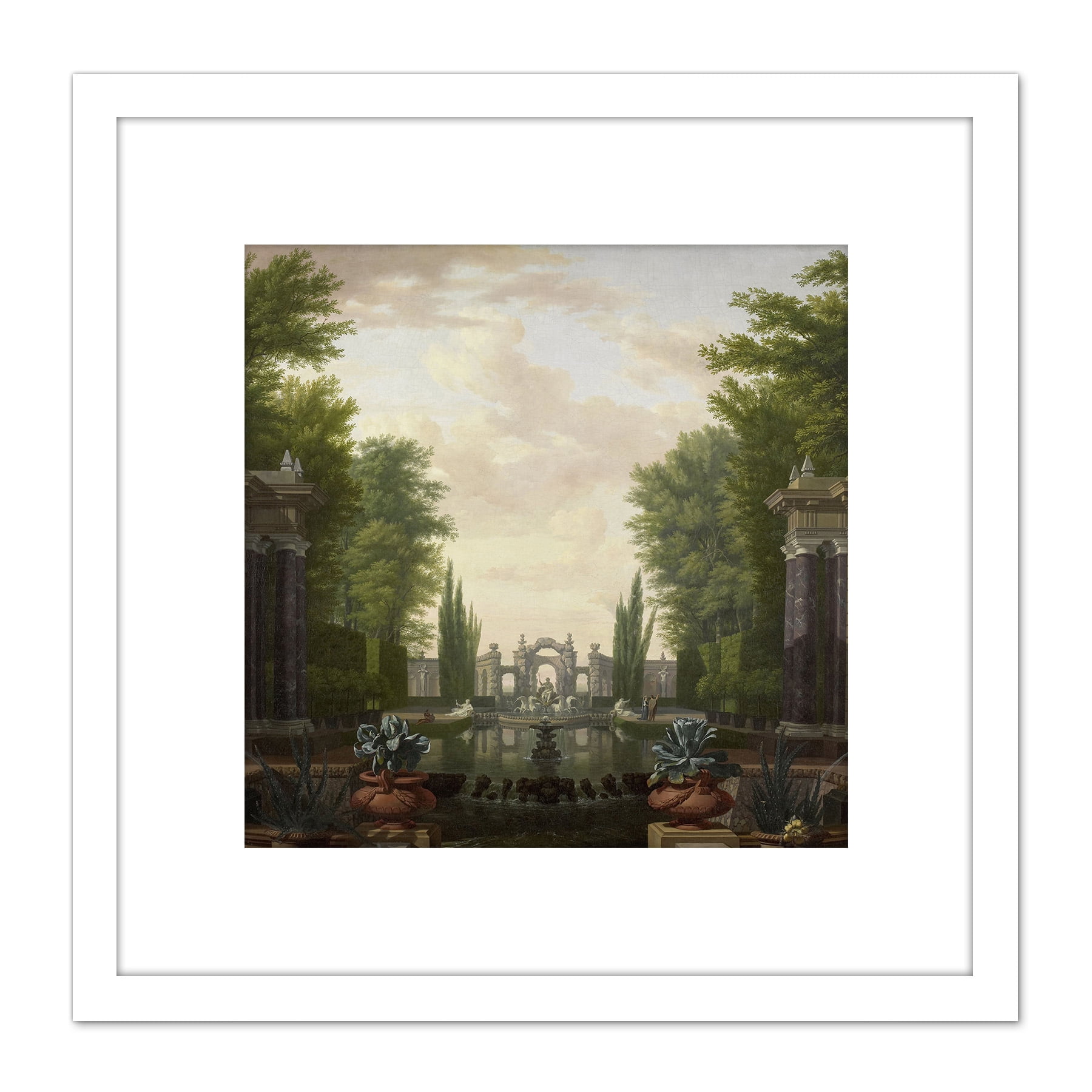 De Moucheron Water Terrace Statues Fountains 8X8 Inch Square Wooden ...