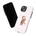 Adorable Curious Monkey Phone Case, Monkey Hugging Cat Pink Stripe ...
