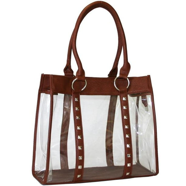 Gold Rush BT200-BRN Women Clear Bag Transparent See Through Clear Tote ...