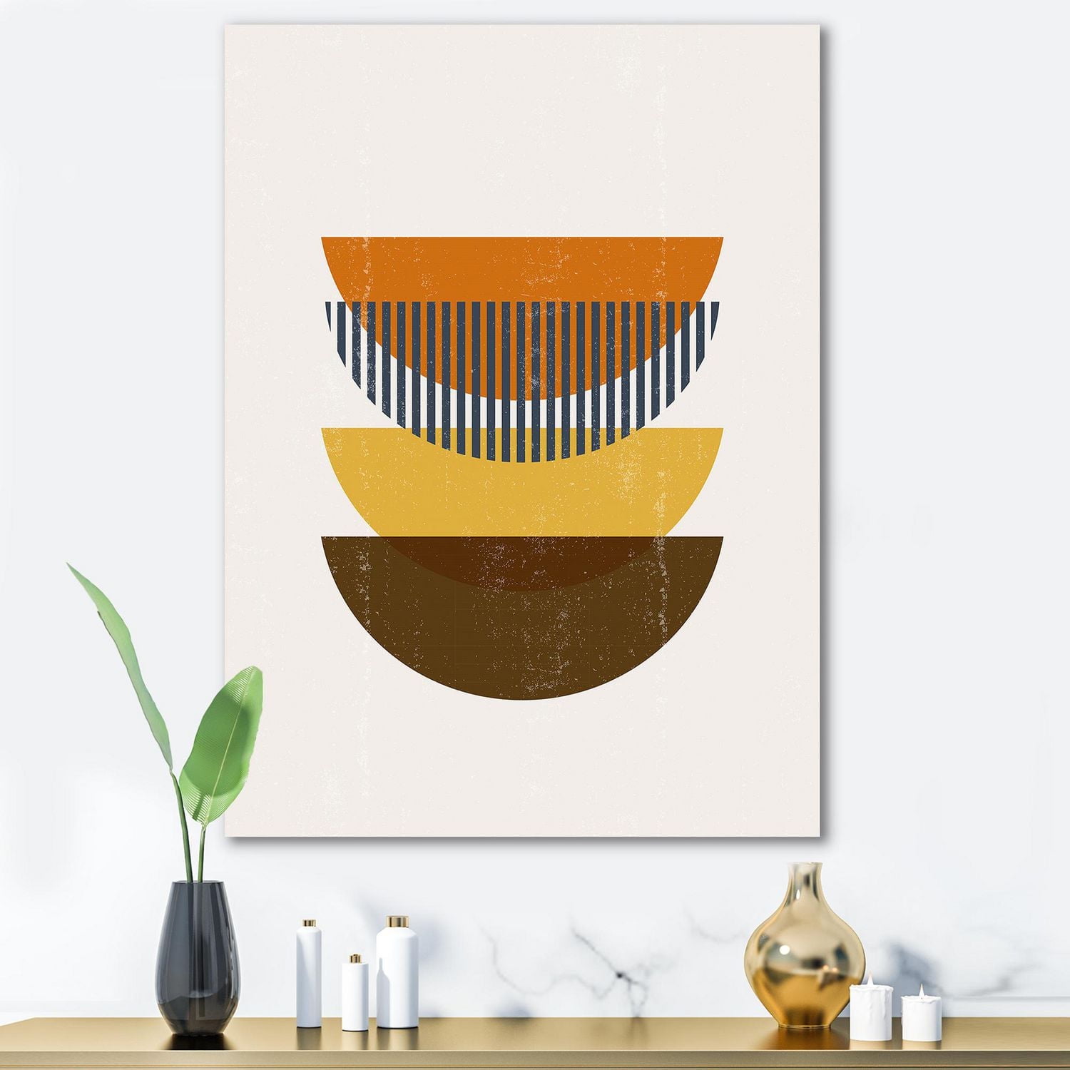 Click here for Designart Abstract Geometric Moon In Earth Tones C... prices