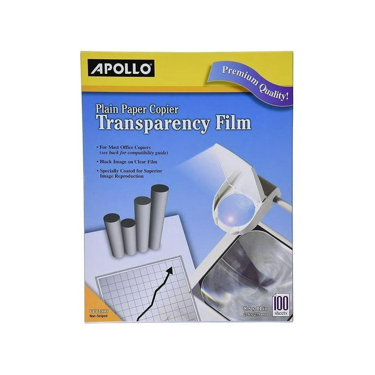Transparency Sheets Apollo Plain Paper Copier Film - 100 Sheets Clear ...