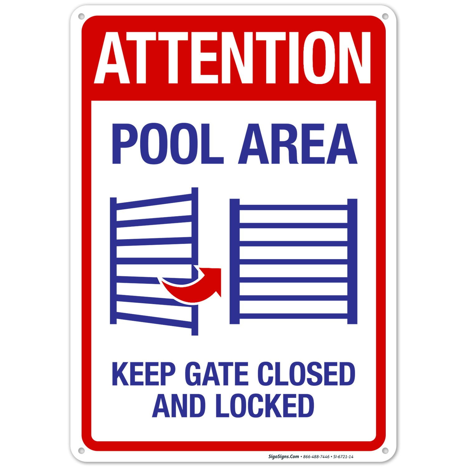 Attention Pool Area Keep Gate Closed And Locked Sign, Pool Sign ...