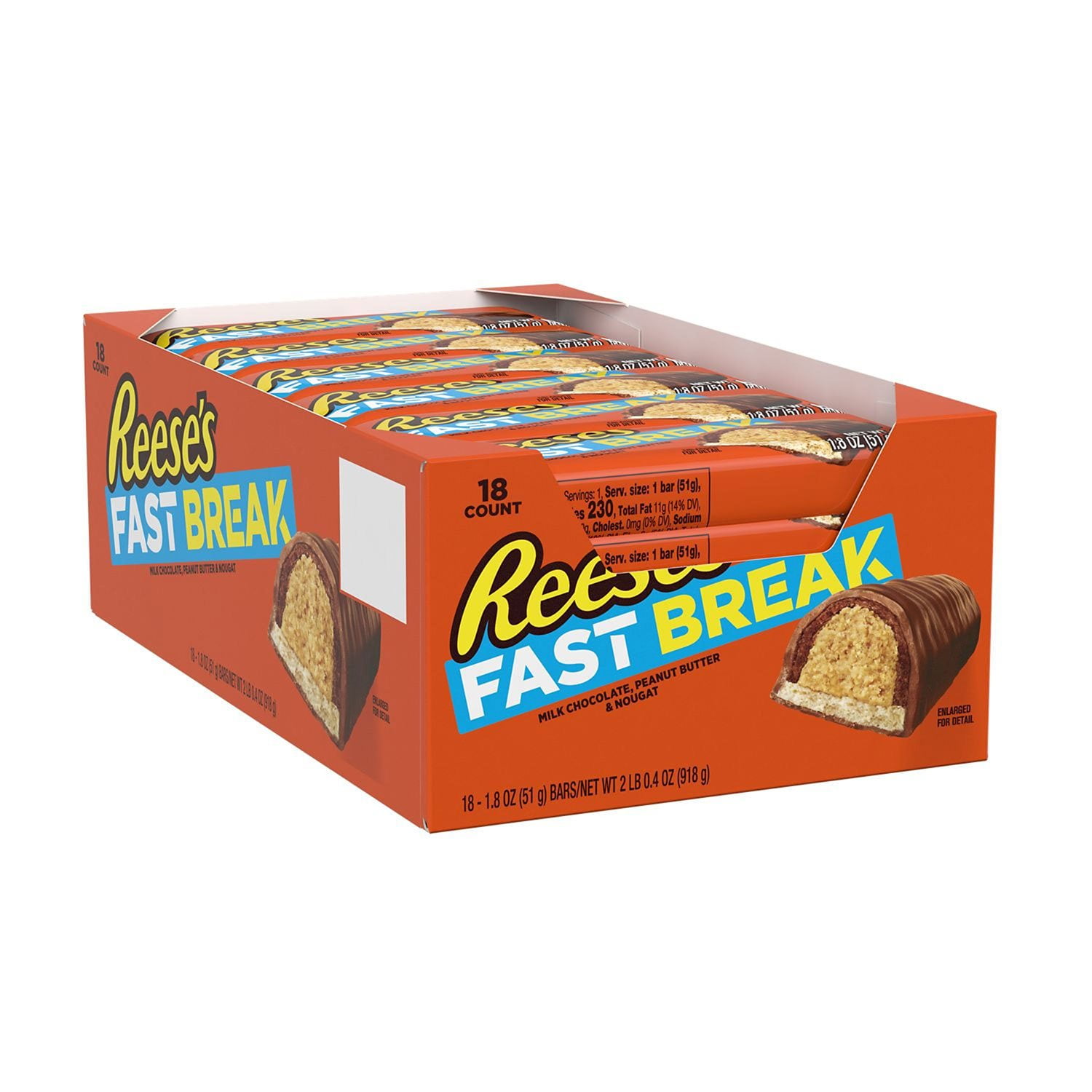 REESE'S FAST BREAK Milk Chocolate, Peanut Butter & Nougat Bars (1.8 oz ...