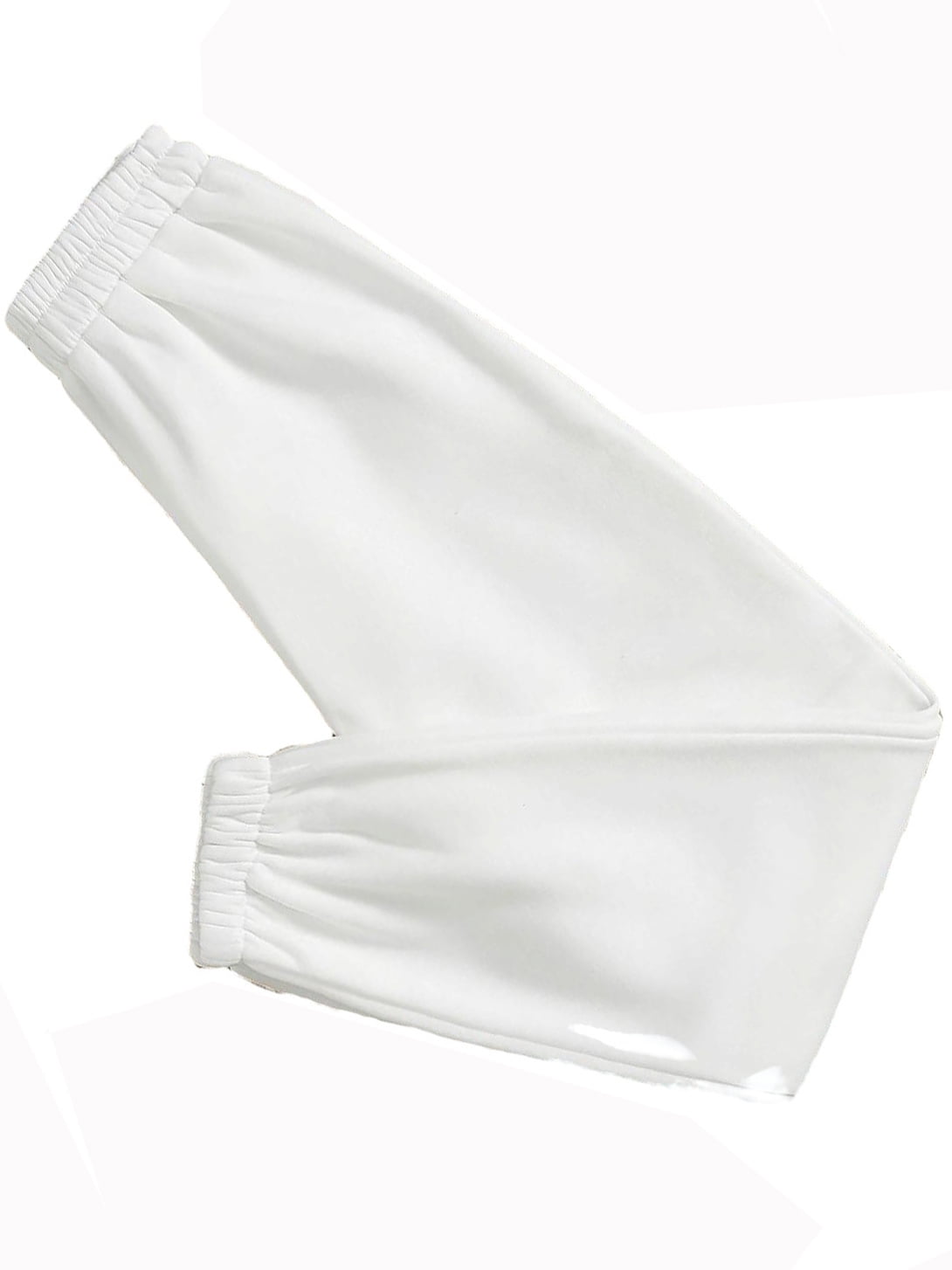 Womens Casual Pants Elastic Waist Solid Sweatpants White S