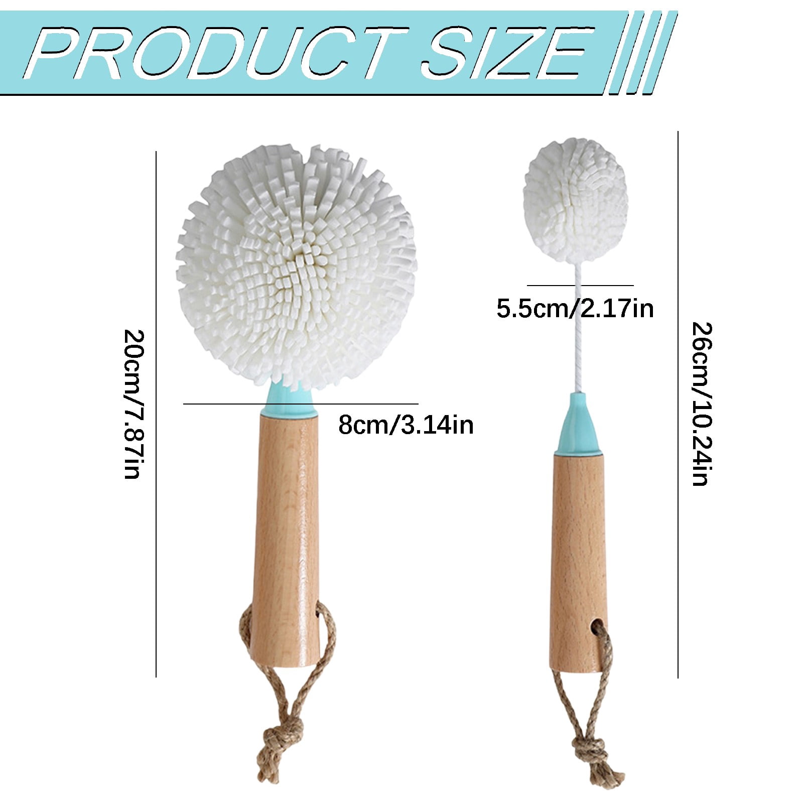 Clearance!Wine Glass Cleaning Brush Wood Handle, Goblet Scrubber Cup ...
