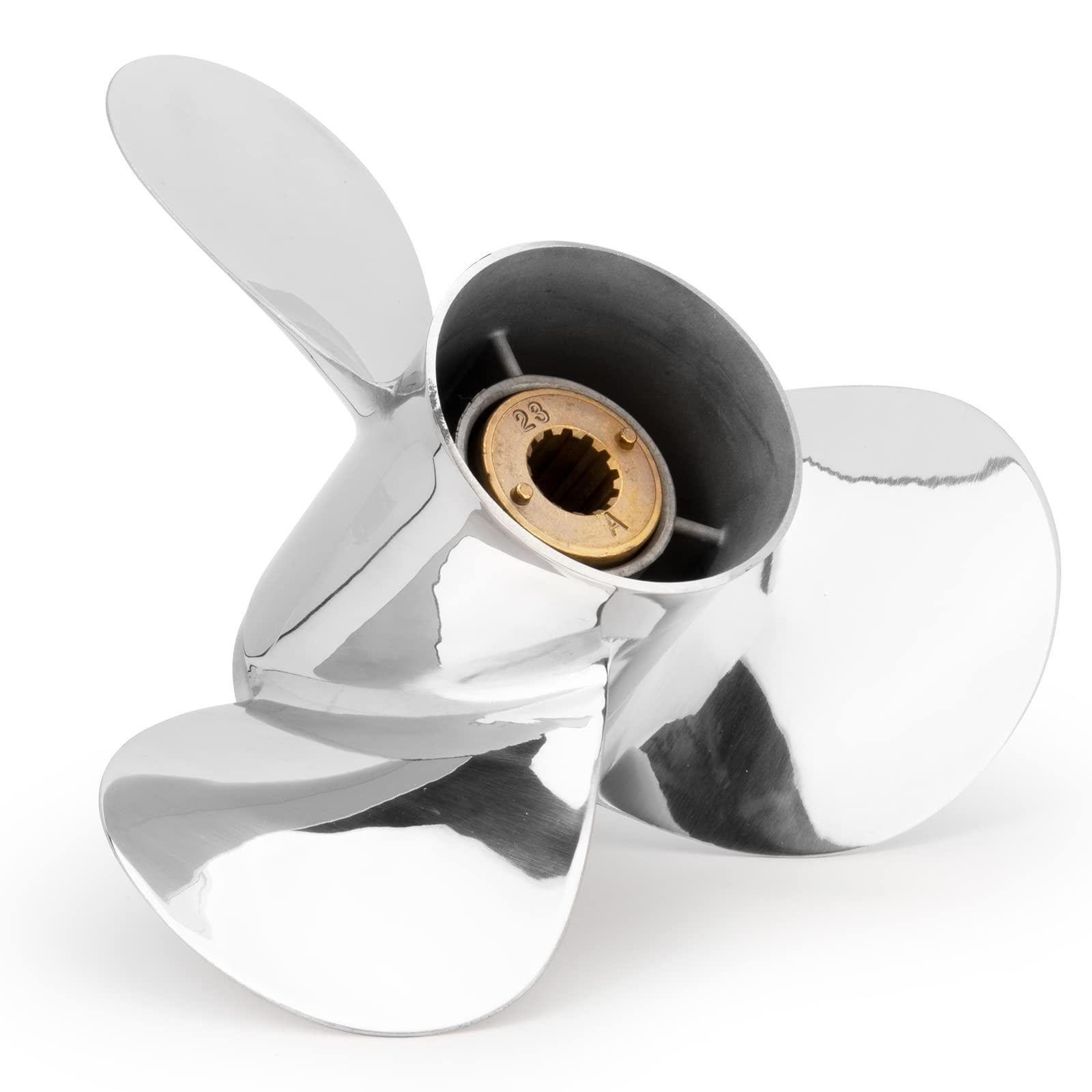 Qiclear Boat Propeller 10 3/8 x 14 Stainless Steel Outboard Propeller ...