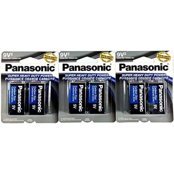 6Pc Size 9V Panasonic Batteries Super Heavy Duty Power Zinc Carbon ...