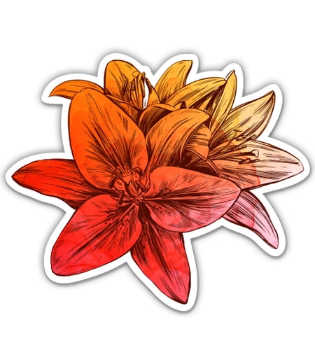 Lilies Painted Watercolor - 5" Vinyl Sticker - For Car Laptop I-Pad ...