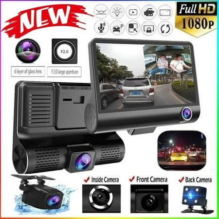 New Dash Cam 1080P, 4'' LCD 3 Lens Car DVR Dashboard Camera Recorder ...