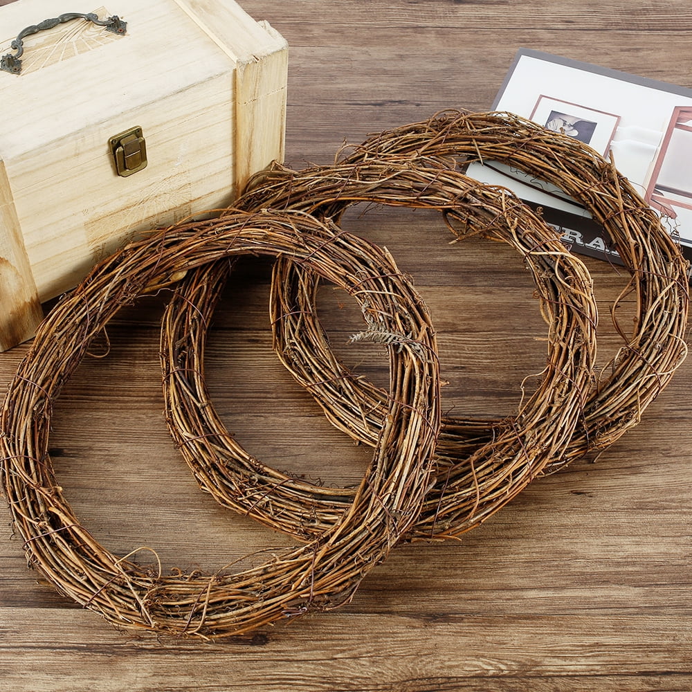 BUTORY Rattan Wreath Natural Grapevine Wreath Christmas Dried Rattan ...