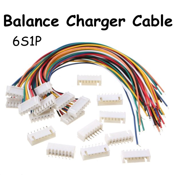 10Pcs 6S1P Balance Charger Silicon Cable Wire JST XH Connector Male ...