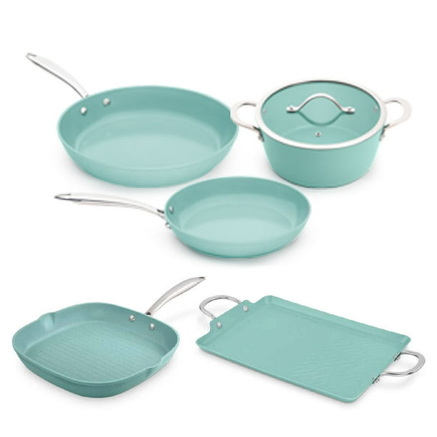 Batería de 6 piezas Jade Cook con Grill y Comal XL | Walmart en línea