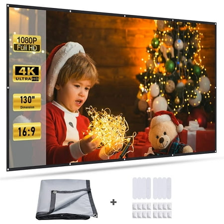 Global 130 inch Projector Screen, 16:9 HD Foldable Anti-Light Movies ...