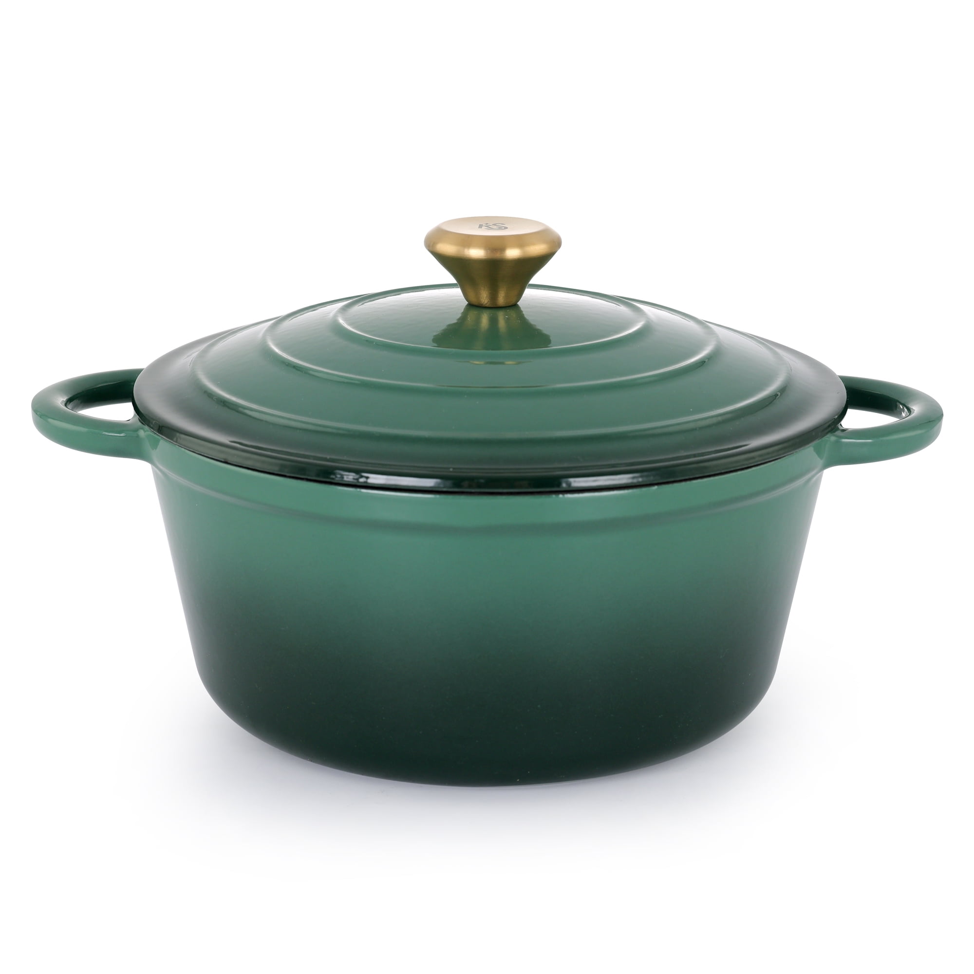 3.5 Litre Kitchen Star Cast Iron Dutch Oven 24cm, Green, Durable cast ...