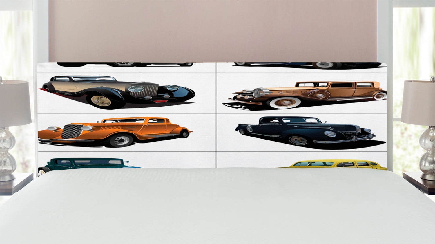 Cars Headboard, Rare Fifties Vintage Vehicle Closed Roof Tops Original ...